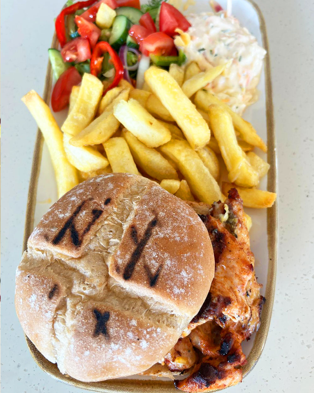 Butterfly Grilled Chicken Burger - Fish Dish Restaurant, Felixstowe